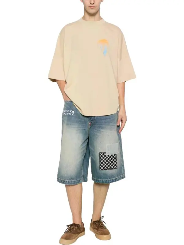 Palm Angels Logo-print Drop-shoulder T-shirt - Neutrals