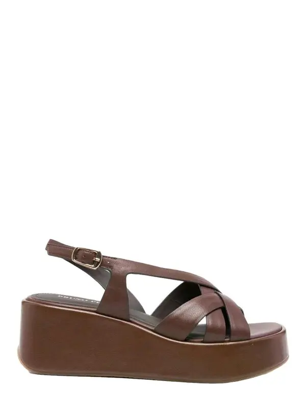 BRUNO PREMI Crossover Platform Sandals - Brown