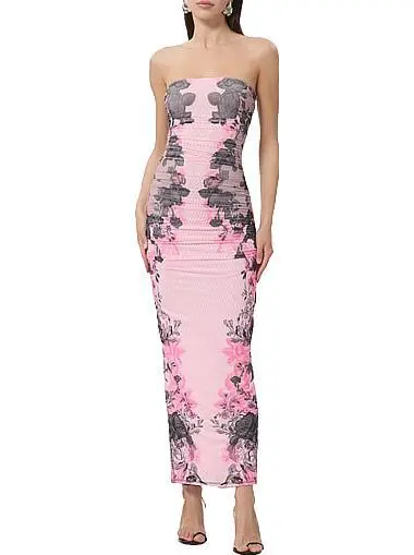Victoria's Secret Afrm Marlo Side-ruched Strapless Maxi Dress - Pink