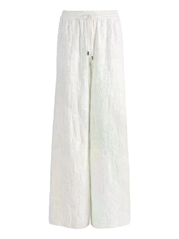 Alice + Olivia Ojai Embroidered Wide-leg Trousers - White