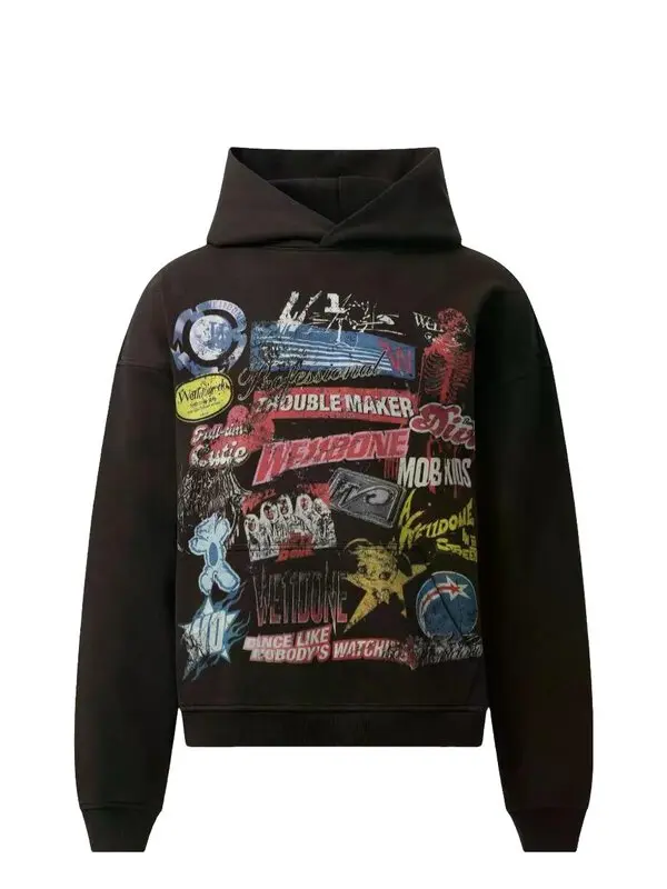 We11Done Collage Print Hoodie - Black