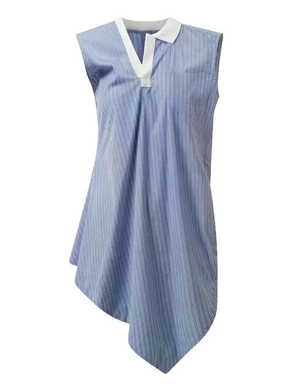 Sacai Asymmetric Hem Striped Blouse - Blue