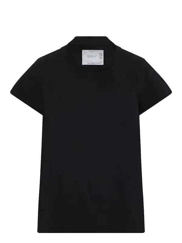 Sacai Cotton Jersey And Poplin Pleated Back Pocket T-shirt - Black
