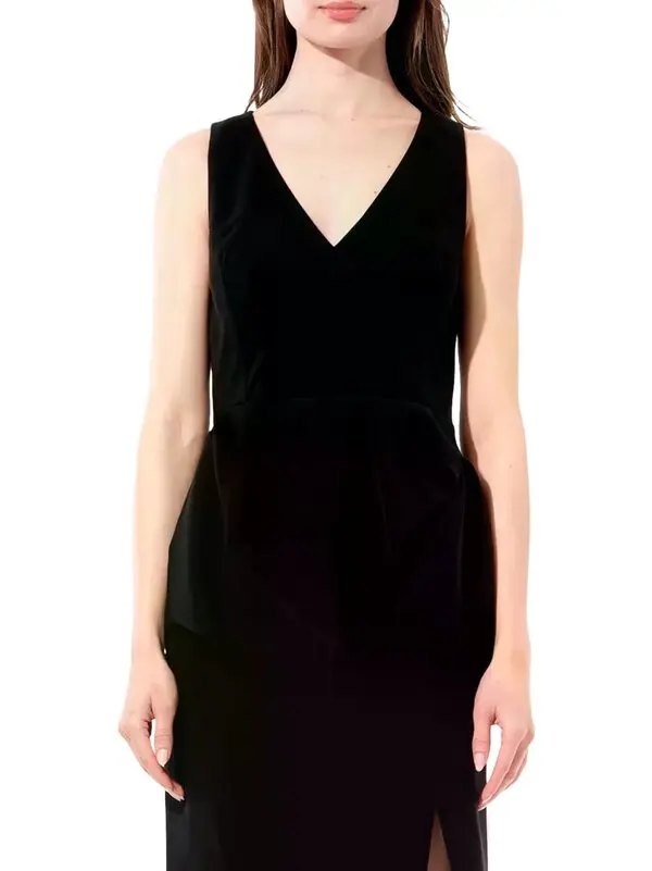 Balenciaga Sleeveless V-neck Midi Dress - Black