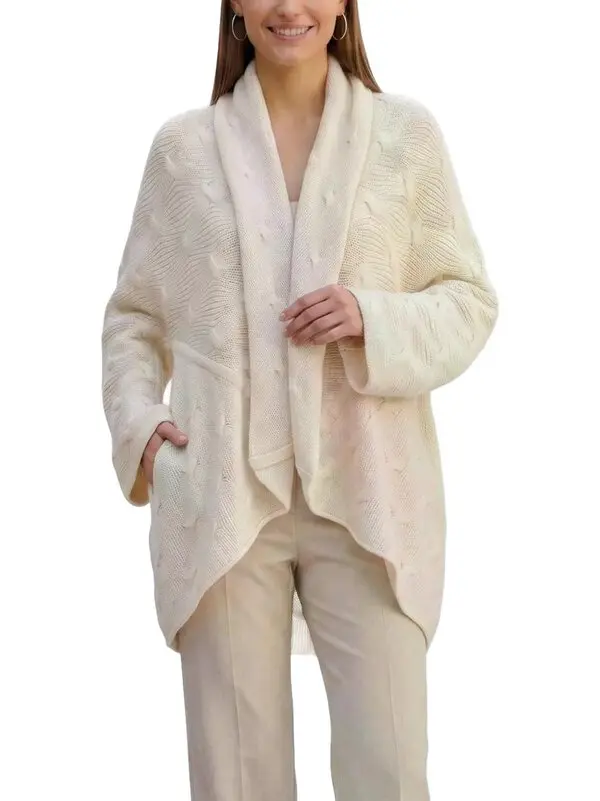 Agnona Cable-knit Shawl-collar Cardigan - Neutrals