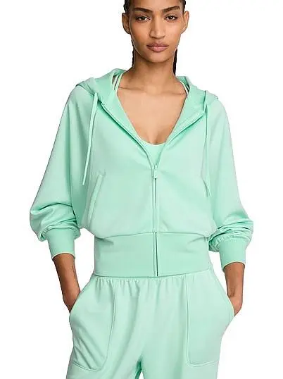 Victoria's Secret Soft Jersey Hooded Track Jacket - Green