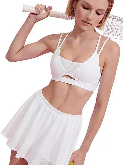 Victoria's Secret Vsx Elevate™ Strappy Plunge Sports Bra - White,ivory
