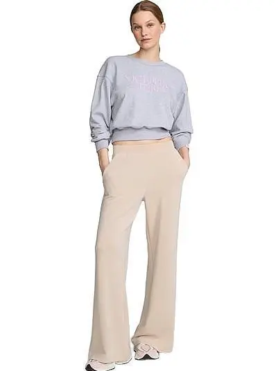 Victoria's Secret Vsx Featherweight Knit Wide-leg Pants - Beige