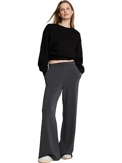 Victoria's Secret Vsx Featherweight Knit Wide-leg Pants - Black