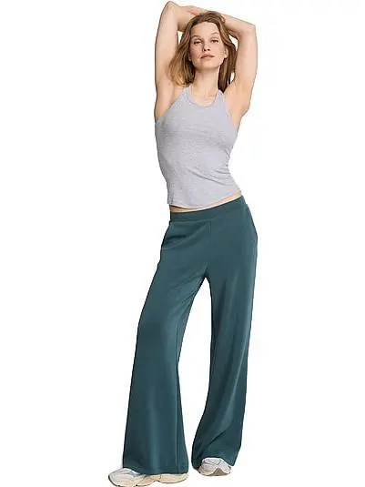 Victoria's Secret Vsx Featherweight Knit Wide-leg Pants - Blue