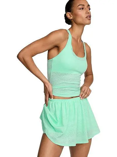 Victoria's Secret Vsx Elevate™ Logo Lace Pleated Skirt With Built-in Shorts - Green