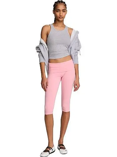 Victoria's Secret Angel Essentials Cotton Foldover Capri Leggings - Pink