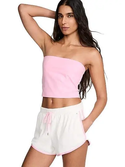 Victoria's Secret Angel Essentials Micro Terry Curved Hem Shorts - White,ivory