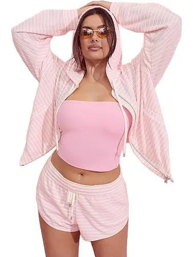 Victoria's Secret Angel Essentials Micro Terry Full-zip Hoodie - Print