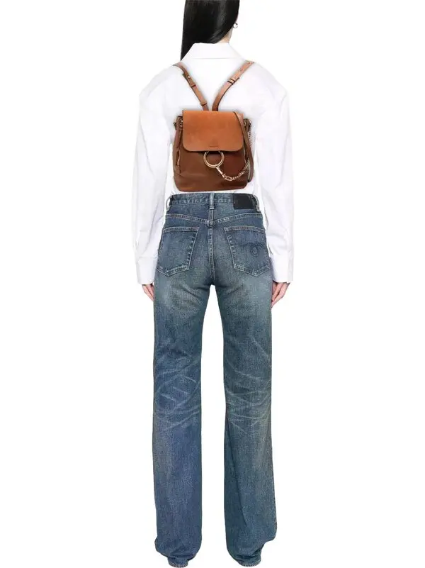 Chloé Faye Backpack In Calfskin And Suede - Brown