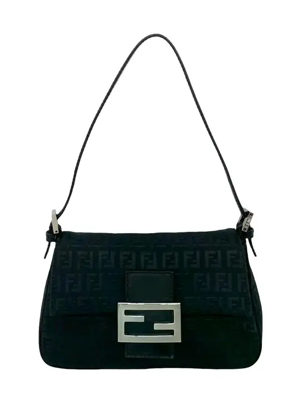 Fendi Mini Zucchino Canvas Mamma Forever Shoulder Bag - Black
