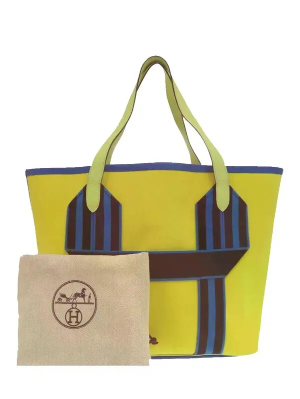 Hermès Toile And Clemence Poursangle Tote Bag - Blue