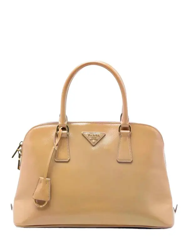 Prada Saffiano Vernice Promenade Satchel - Brown