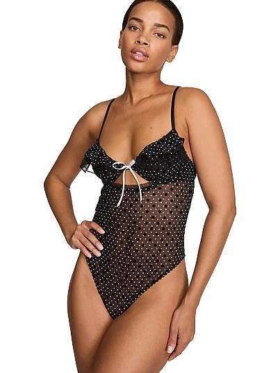 Victoria's Secret Tease Dot Ruffle Demi Bodysuit - Print
