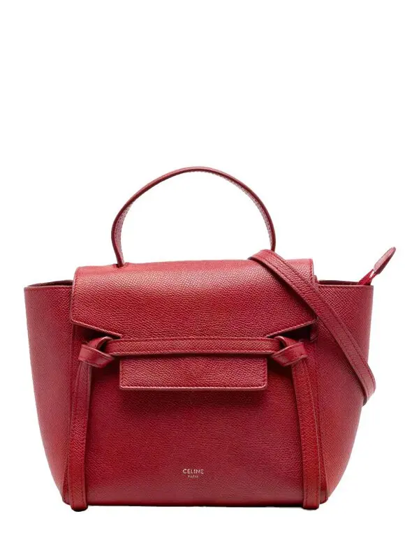 Celine Nano Grained Calfskin Belt Bag Satchel - Red