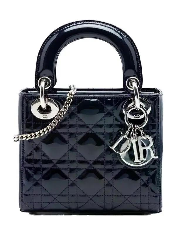 Dior Patent Cannage Lady Satchel - Blue
