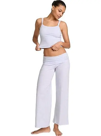 Victoria's Secret 100% Cotton Tank And Wide-leg Pants Set - Blue