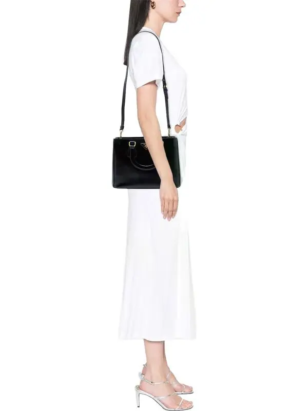 Prada Saffiano Vernice Top Handle Bag - Black