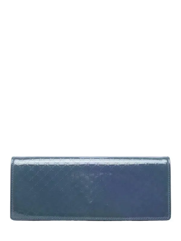 Gucci Microssima Patent Leather Broadway Clutch - Blue