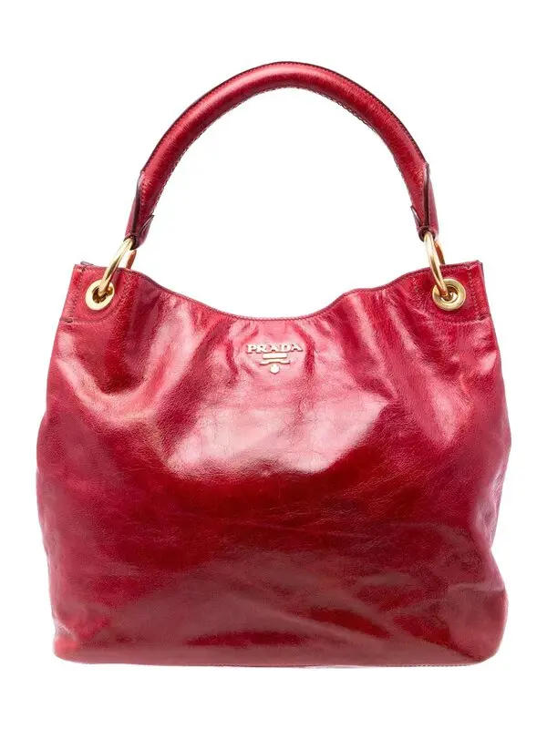 Prada Vitello Shine Tote Bag - Red