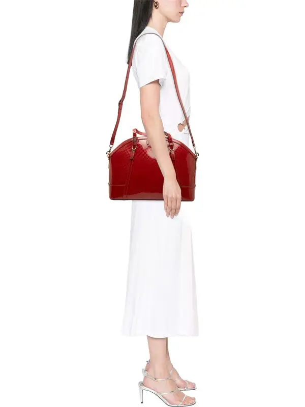 Gucci Patent Leather Dome Satchel - Red