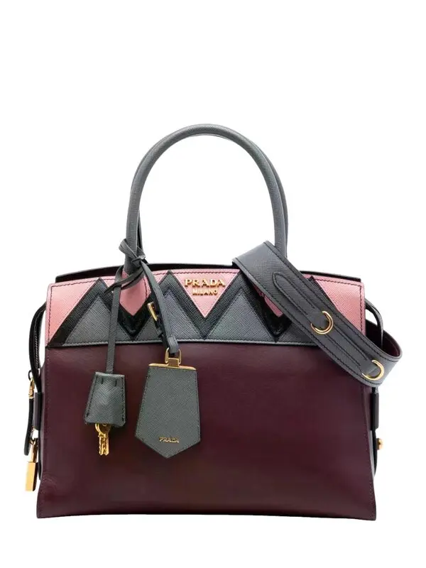 Prada Saffiano Leather Greca Esplanade Satchel - Red