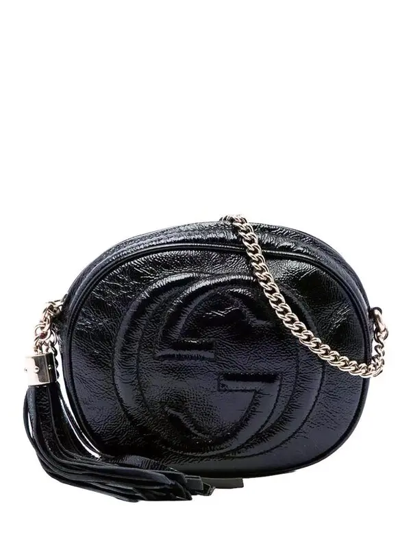Gucci Patent Leather Soho Chain Crossbody Bag - Black