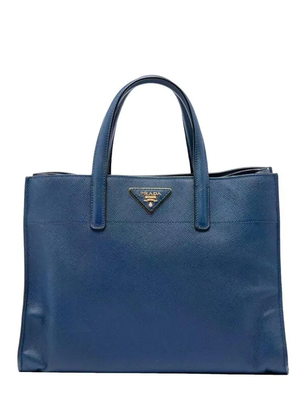 Prada Saffiano Leather Tote Satchel - Blue