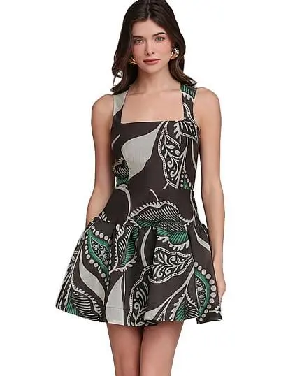 Victoria's Secret Avec Les Filles Paisley Square Neck Mini Dress - Print