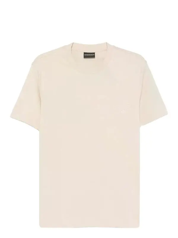 Emporio Armani Logo-embroidered T-shirt - Neutrals