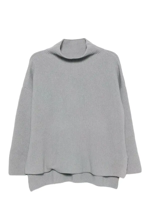 LA JULIE CASHMERE Ribbed-knit Roll Neck Sweater - Grey
