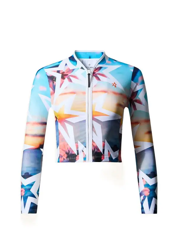 Perfect Moment Long Sleeve Zip Up Rash Guard - Ibiza-print