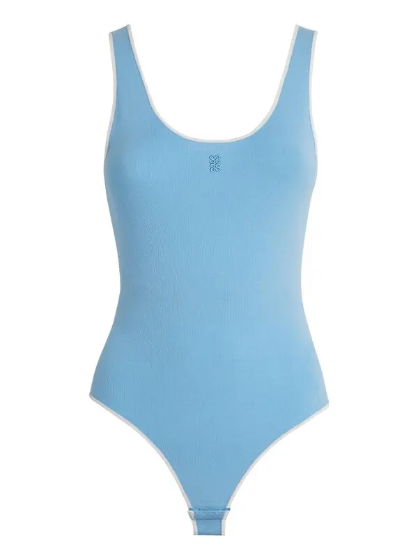 Sandro Knit Scoop Neck Bodysuit - Blue