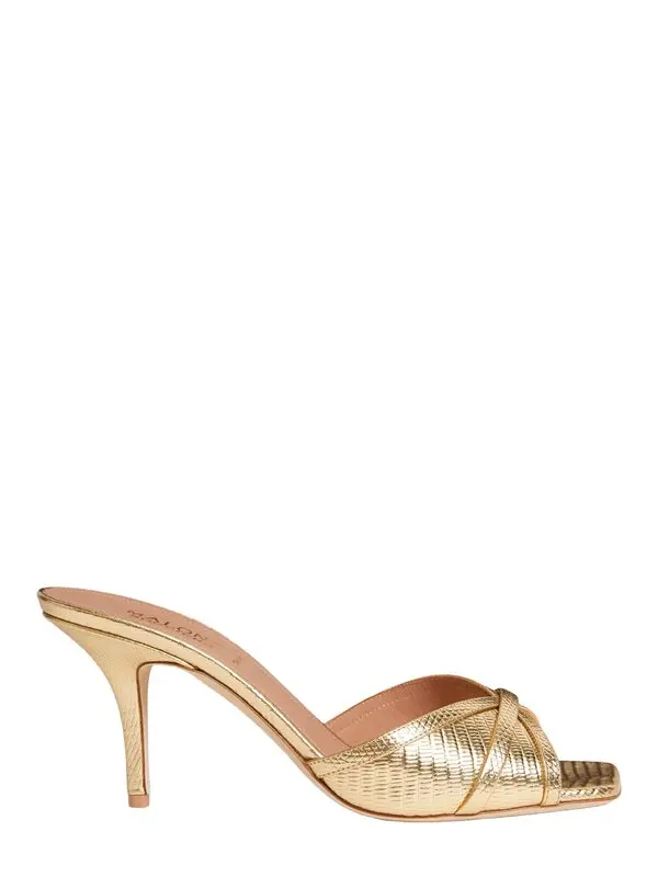 MALONE SOULIERS Exclusive Metallic Leather Embossed Mules - Gold