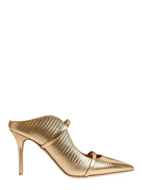 MALONE SOULIERS X Exclusive Metallic Embossed Leather Maureen Mules - Gold