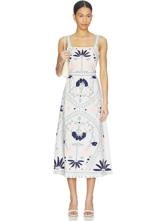 CLEOBELLA Carmen Midi Dress - White,sage