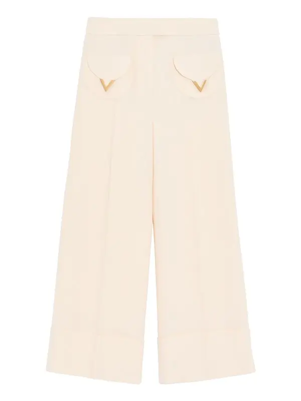 Valentino Garavani Wool-silk Crepe Tailored Trousers - Beige