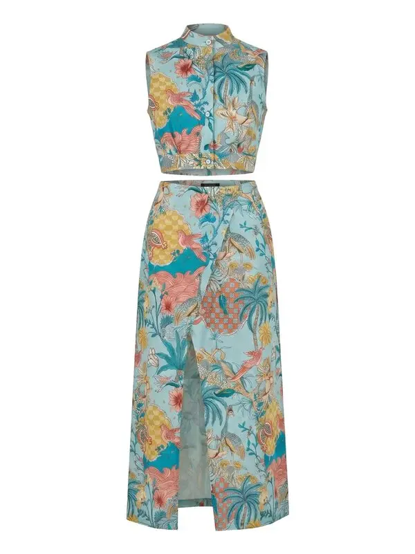 MAISON QALA Bloomlight Co-ord Set - Blue