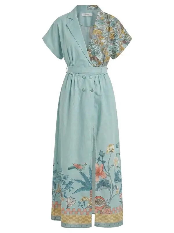 MAISON QALA Magnolia Kaftan Dress - Blue