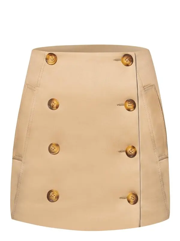 TIA DORRAINE Button Front Mini Skirt - Brown