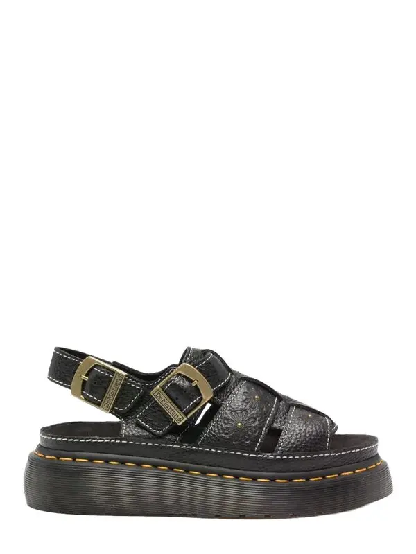 Dr. Martens Wrenlie Flower-embossed Buckled Sandals - Black