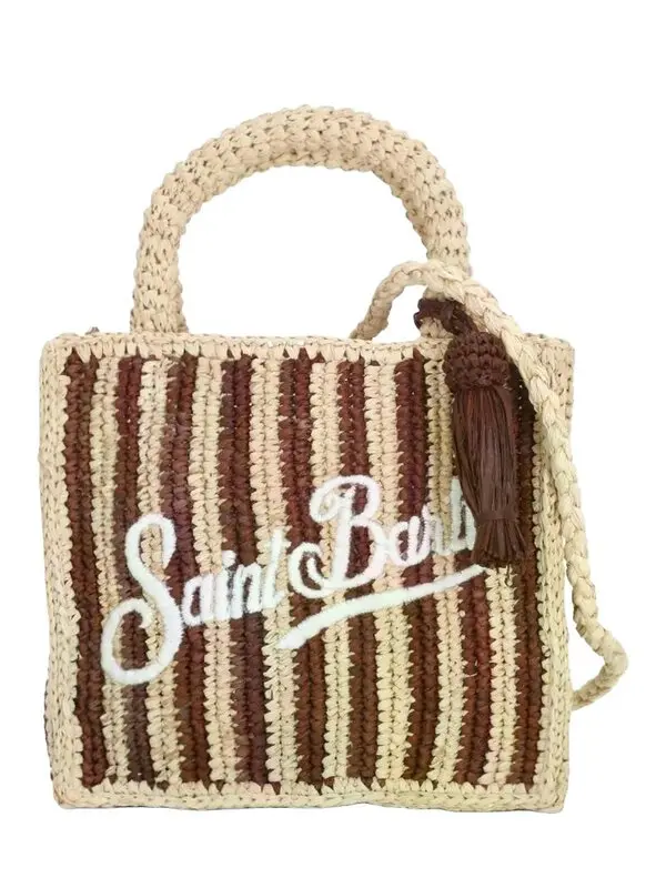 MC2 SAINT BARTH Mini Vanity Raffia Striped Tote Bag - Neutrals
