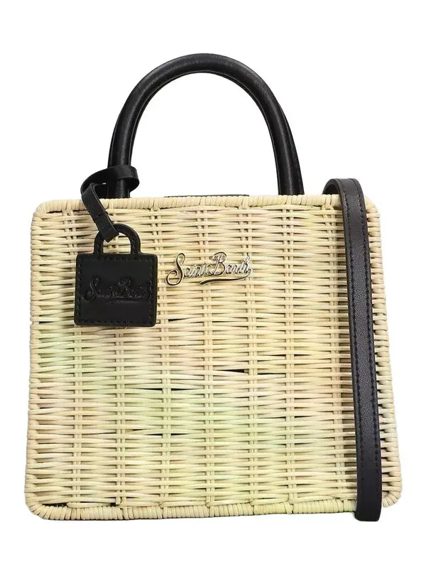 MC2 SAINT BARTH Woven Logo Plaque Shoulder Bag - Neutrals
