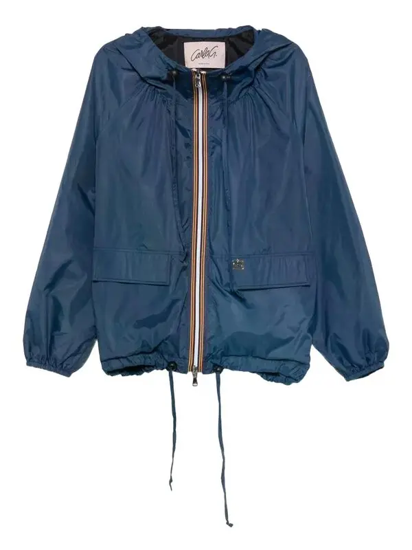 CARLA G. Zip-up Hooded Jacket - Blue