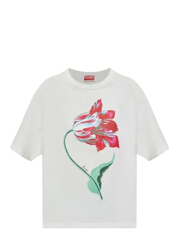 Kenzo Tulip Cotton T-shirt - Neutrals